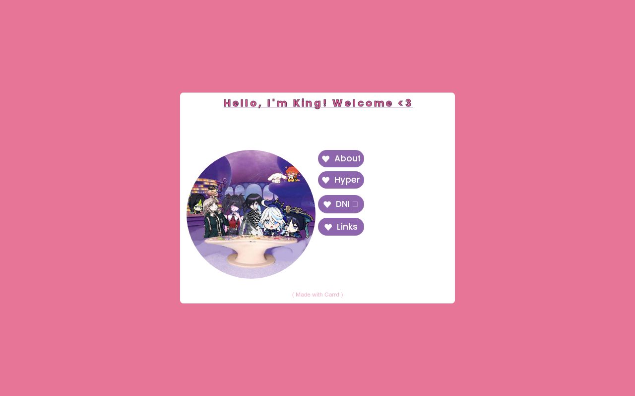 King Calico’s Minimalistic Carrd